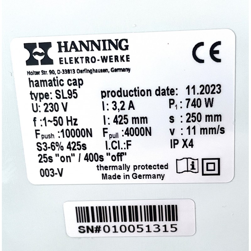 SL95-003 pneumatische bediend Hanning